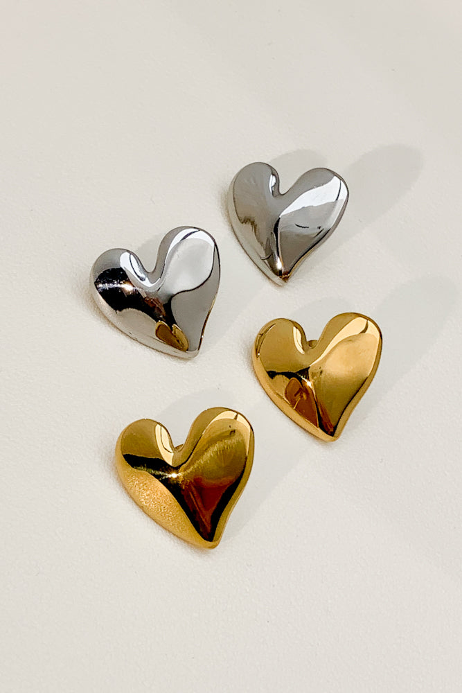 Cora Heart Ear Studs (Stainless Steel ) – SSFW
